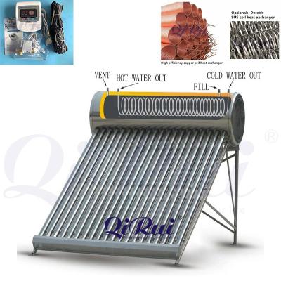 China Factory Price 150L 200L 240L 300L Coil Solar Water System All Stainless Hot Water Heating Heater with Copper Pipe for sale