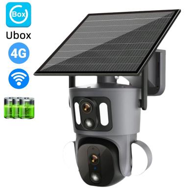 China 8MP Dual Lens Solar Battery Powered Wireless 4G WiFi Security IP Outdoor PTZ CCTV Solar Camera with Solar Panel for sale
