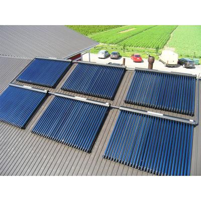 China Anodized Aluminum Alloy Manifold Casing Concentrating Rooftop Evacuated Vacuum Tube Heat Pipe Solar Thermal Collector for sale