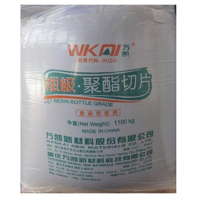 China Wkai Brand Bottle Grade Virgin Polyester Chip Pet Resin Chips for sale