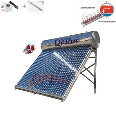 China 100L-300L Non-Pressurized Stainless Steel Vacuum Tube Solar Energy Water Heater for sale