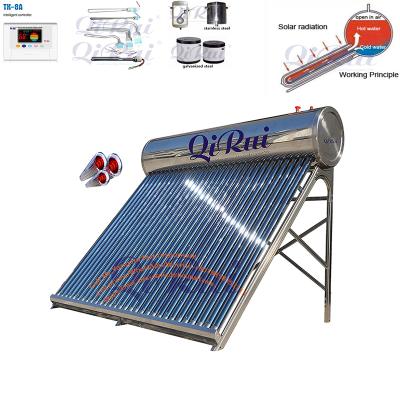 China Wholesale 50L- 500L All Stainless Steel Solar Hot Water Heating System Price High Efficiency Low Pressure Direct Vacuum Tube Solar Geyser Water Heater for Home for sale