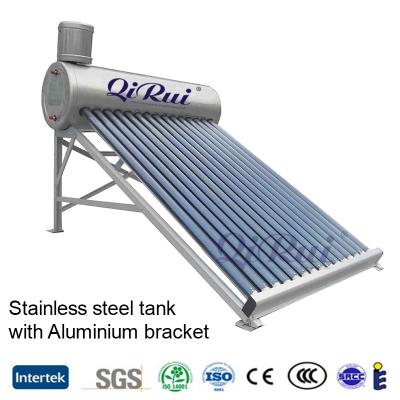 China 100L 150L 200L 300 Liter Vacuum Tube Stainless Steel Solar Hot Water Heater with Aluminum Bracket for sale