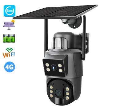 China 6MP Dual Lens Ubox Rechargeable Batteries Solar 4G SIM Card Security System Wireless Outdoor PTZ WiFi Security 4G Solar Camera for sale