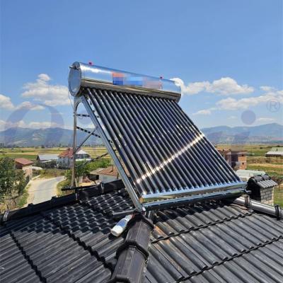 China Factory Price Wholesale 50L- 500L Steel Solar Hot Water Heating System Efficiency Low Pressure Direct Vacuum Tube Solar Geyser Water Heater for Home for sale