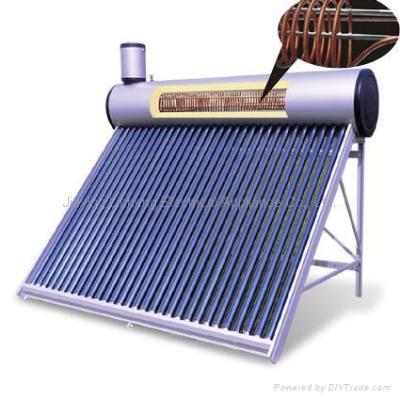 China Calentador De Agua Solar Evacuated Tube Pressurized Solar Geyser Water Heater with Copper Coil Inside The Tank for sale