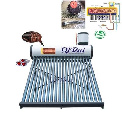 China Roof Mounted Vacuum Tube Pressurized Solar Water Heater with Heat Exchanger for sale
