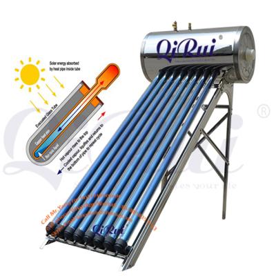 China 100liter-360liter Heat Pipe Evacuated Tube Solar Thermal Energy Boiler System with Solar Keymark En12976 for sale