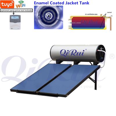 China 100L 150L 200L 250L 300 Liter Enamel Jacket Tank Calentadores De Agua Solares Price High Pressure Solar Geyser Flat Plate Panel Hot Water Heater for sale