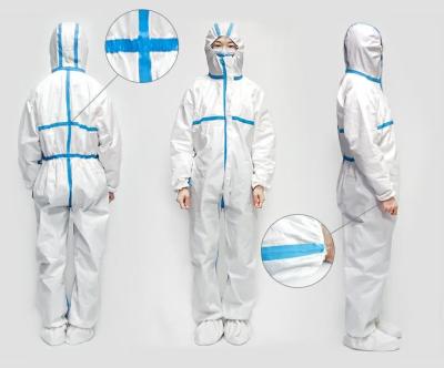 China 20mm blue disposable coverall isolation gown body safety suits clothing Sterilized Coverall Medical Protective Suit for sale