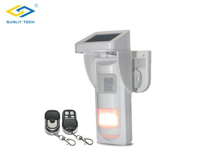 China Solar Alarm PIR Detector With Sound and Light Alert With Record Alarm Voice Yourself for sale