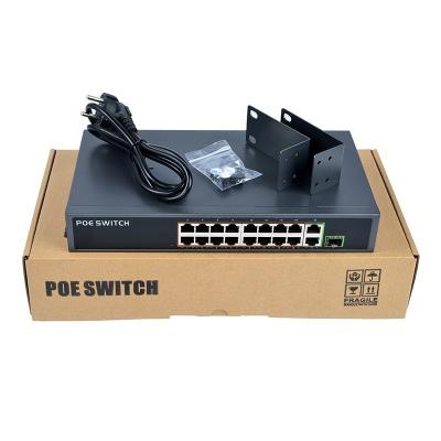 China 16 port POE switch with 250W IEEE802.3af/at 48V 16+2+1SFP megabit with gigabit uplink for sale