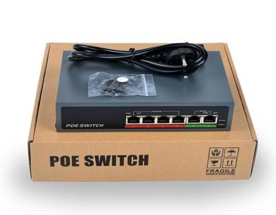Китай 6 портов неуправляемый Ethernet PoE переключатель (4 портов Poe переключатель с 2 портами подключения и функцией расширения) 65 Вт продается
