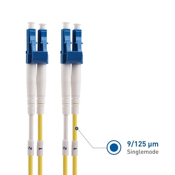 Quality Duplex OS2 Single Mode Fiber Optic Patch Cable 1m / 3.3 ft, OS2 Fiber LC to LC UPC 9/125 OFNP OS2 Fiber Optic Cable for sale