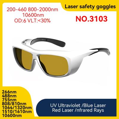 China Laser protective glasses certified laser protection laser protection glasses 200-460nm 800-2000nm 266nm 488nm 808nm Yellow Laser 1510nm laser protection sheet co2 laser protection glasses co2 laser for sale