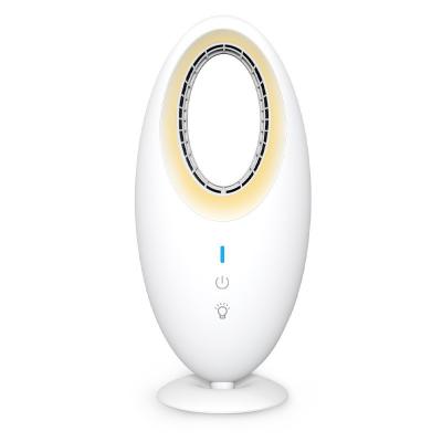 China Electric Fan Silent Automatic Mini Charging 2-in-1 Desktop Bladeless Fan with Light for sale