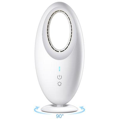 China Electric Fan Silent Automatic Mini Charging 2-in-1 Desktop Bladeless Fan with Light for sale