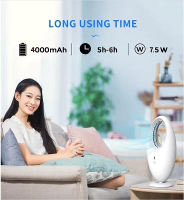 China Electric Fan Silent Automatic Mini Charging 2-in-1 Desktop Bladeless Fan with Light for sale