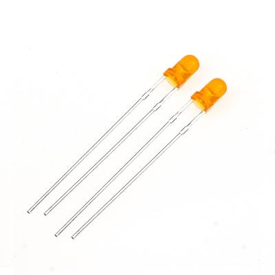 China 3mm F3 Round Head LED Diode with Diffused Orange Lens and Long/Short Pin Options for sale