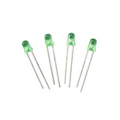 China 3mm Round Dome Through-hole LED Diode with Green Lens Green Chip and 20mA Operating Current for PCB Indicator Light for sale