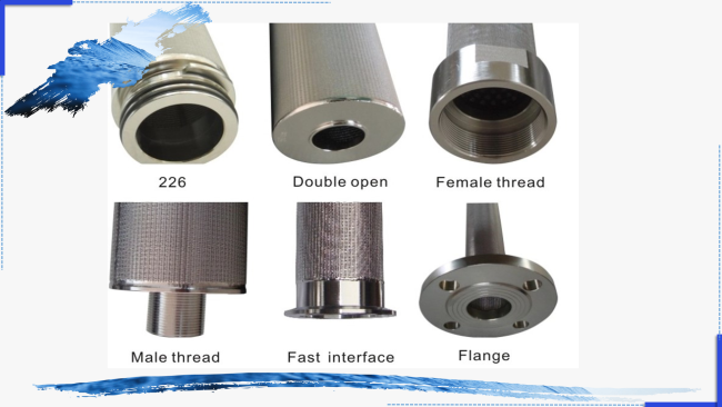 1 um stainless steel powder sintered filter cartridge low pressure drop for Polyester filtration