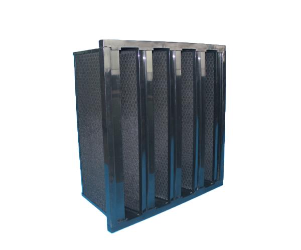 Quality Odor Removal Pleated Media Compact V Bank Activated Carbon Filter for sale