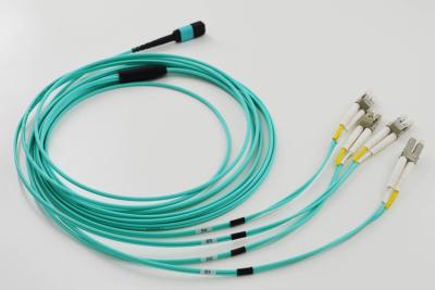 China MPO-LC OM3 Fiber Optic Patch Cord 8 Cores For Data Transmission Networks for sale