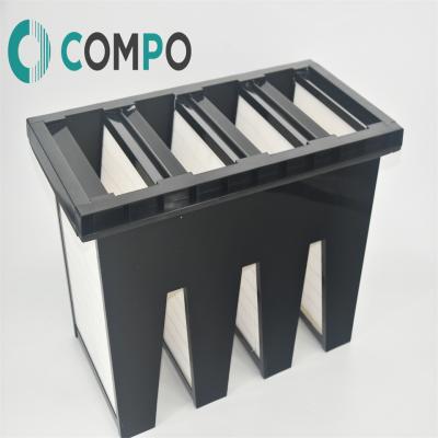 China HVAC AHU System Sub - Hepa Air Filter W Type With Black Plastic Frame for sale