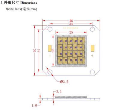 中国 10S4P回路が付いている395nm 40000-50000mW 4046紫外線LEDの破片100w 販売のため