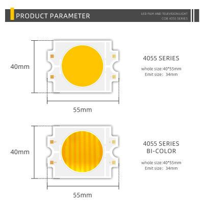 China Customized Power LED 300W Bi-color Warm + Cold White 4055 Bicolour Two CCT CRI95 COB LED Chip for sale