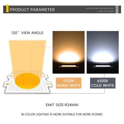 China Customized Power LED 300W Bi-color Warm + Cold White 4055 Bicolour Two CCT CRI95 COB LED Chip for sale