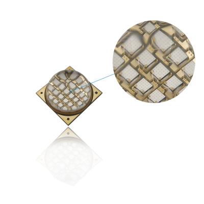 China 100W 395nm 60-90deg UVA LED COB Chip for UV Curing with Quartz Glass Lens for sale