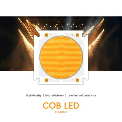 China Professional 200W+200W Grade High Power Bi Color COB LED Chip 55X55MM 72-76V COB Warm COOL White for Advertising Film Lighting for sale
