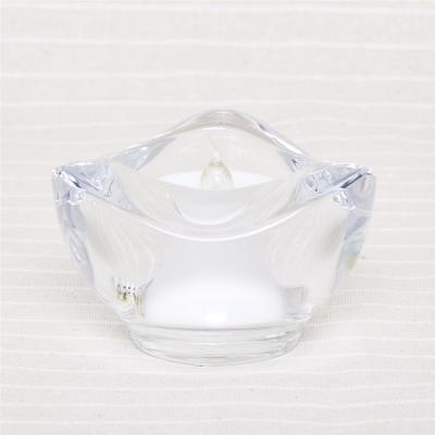 China Thick clear glass candle holder pressed home decoration votive candle holder for sale