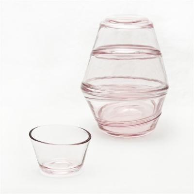 China Handmade blown pink glass decorative storage jar multi-tier glass jar set for sale