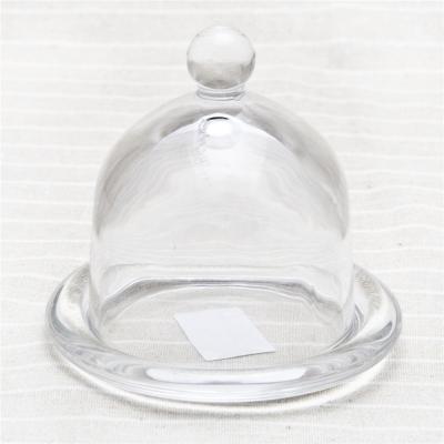 China Handmade clear glass butter dish home use common round butter dish wholesle for sale