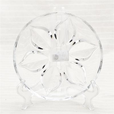 China Handmade decorative clear glass dish floral embossed glass dish plate for sale