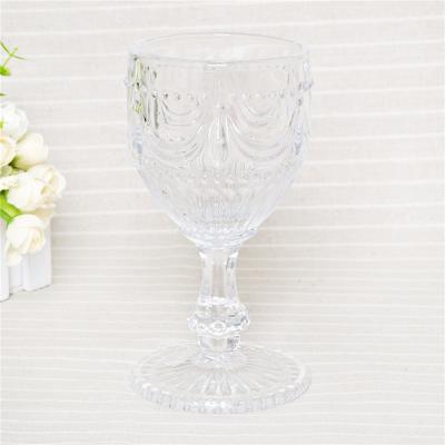 China Clear decorative wine glass juice cup popular pressed wine goblet for sale