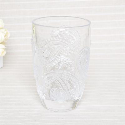 China Pressed clear glass paisley juice tumbler juice drinking cup best price for sale