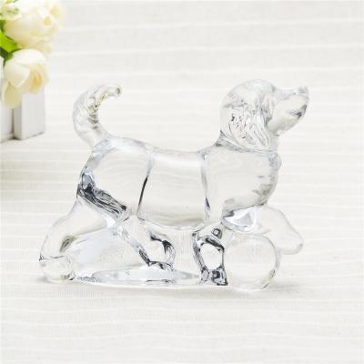 China Handpress clear glass home decor glass animal figurine cute galss dog for gift for sale