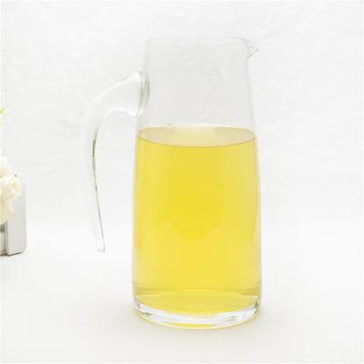 China Flat clear glass water pitcher jug glass jug mouthblown 1200ml custom logo available for sale