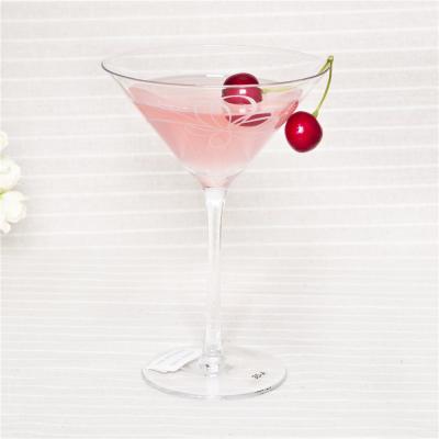 China Transparent glass cocktail martini glass pub club use decorative floral etched cocktail glass wholesale price for sale
