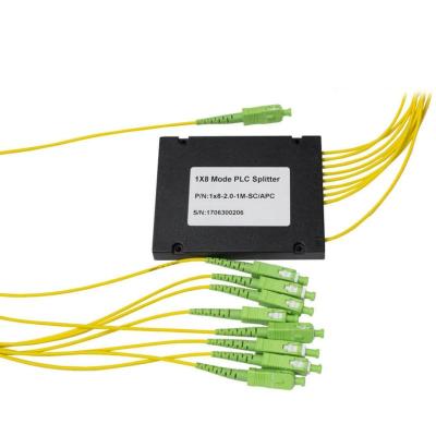 Cina Le Telecomunicazioni livellano lo Sc tipo a cassetta di plastica APC del separatore MP 1x8 dello SpA del contenitore di ABS di FTTH in vendita