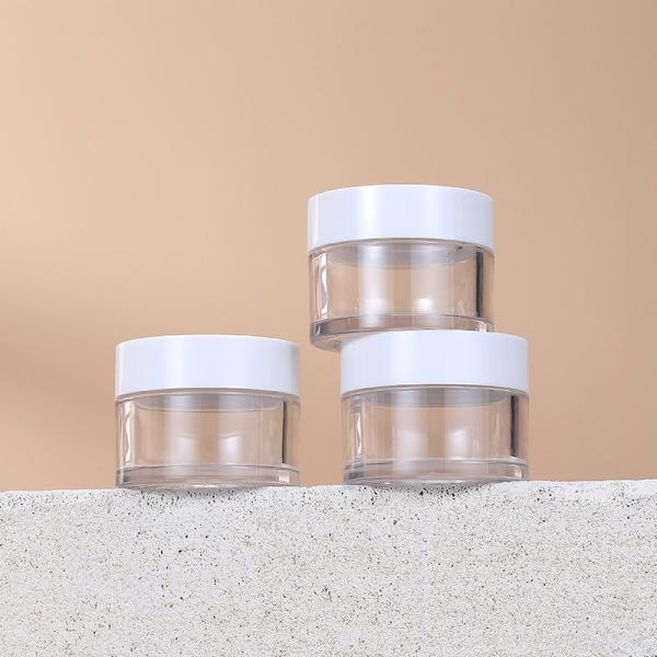 Quality Screw Sealing PET Cream Jar Smooth Surface Plastic Cosmetic Containers With Lids for sale
