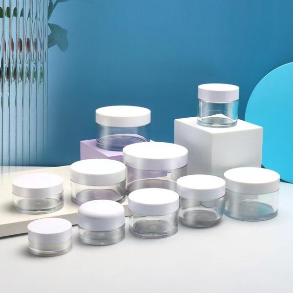 Quality Double Wall Plastic Cream Jars Cosmetic Packaging Transparent Cream Jar With Screw Cap for sale