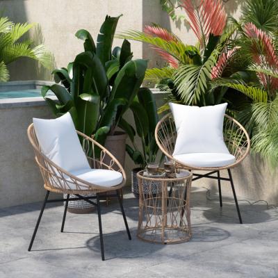 China Modern Rattan Leisure Outdoor Furniture Waterproof Swimming Pool Beach Rattan Loungers PE Rattan Chair Dining Table Set for sale