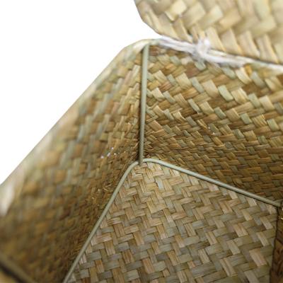 China Gift Hamper Seagrass Baskets High Quality Basket Cheap Price Woven Wicker Small Square Straw Fruit Home Storage Natural Color for sale