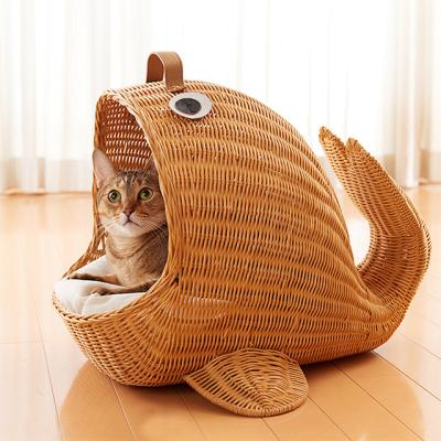 China Manufacturers Wholesale Hand-woven Rattan Pet House Cat House Cat Bed Dog Bed Pet Sleeping Basket Bed Picture Sustainable YL for sale