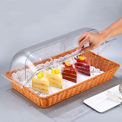 China Rattan Storage Baskets Woven Basket Serving Tray Design PP Kitchen Food Bread Fruit Weave Plastic with Lid Plastic New for sale