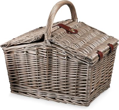 China Selling Large Capacity Outdoor Hand-woven Wicker Basket With Lid Japanese-style Portable Storage Basket for sale